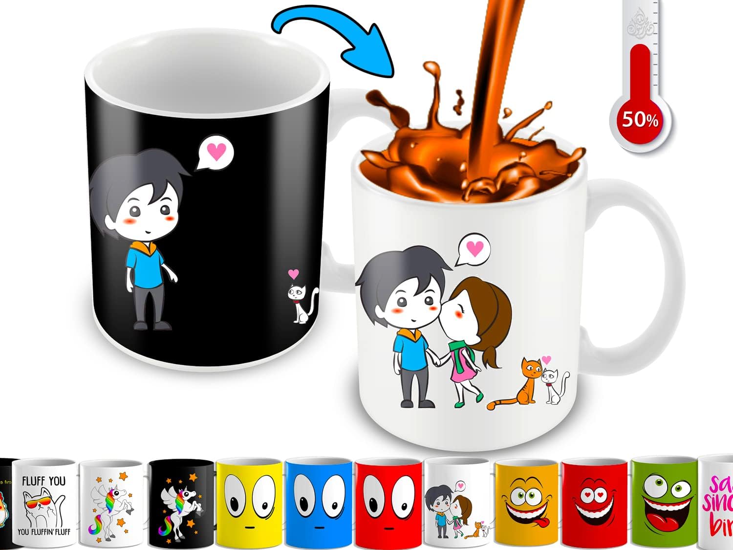 Amazon.com: Cortunex Color Changing Mug | Heat Sensitive Coffee Mug ...