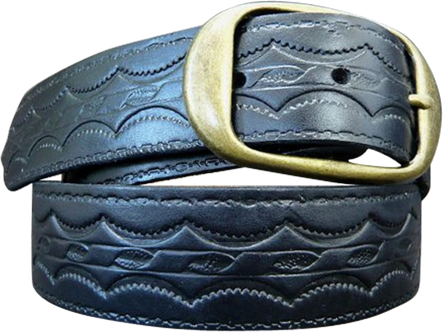 Amazon | (ブラックニーレザーワークス)BRACKNEY LEATHER WORKS 型押 レザーベルトBELT ウェーブ柄 約 ...