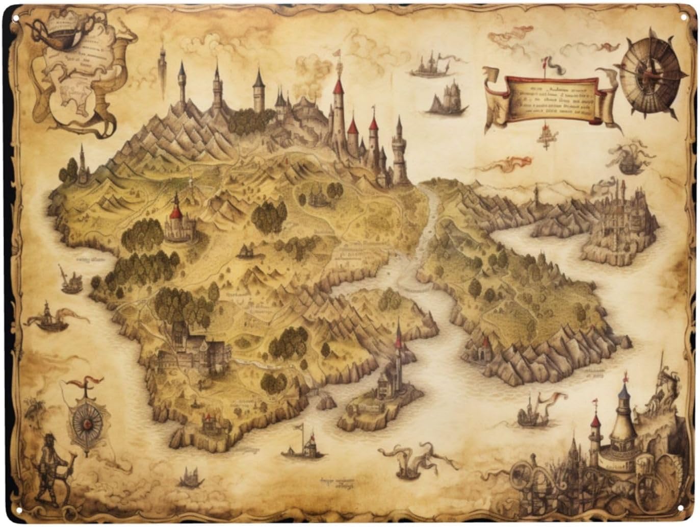 Amazon.com: Vintage Fantasy Map Metal Tin Sign Enchanted Kingdom ...