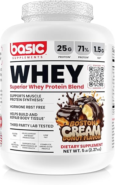 Amazon.com: BASIC SUPPLEMENTS Whey Protein Powder, 25g Protein ...