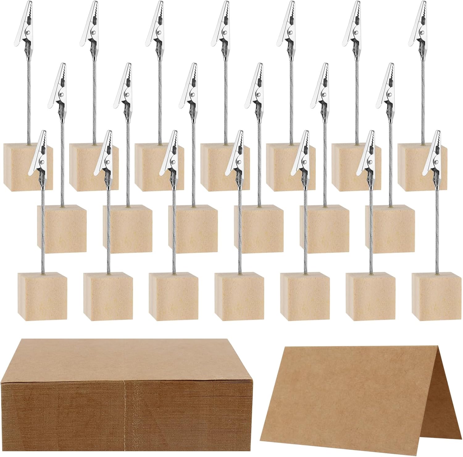 YUENPUN 30 PCS Picture Clip Stand, Photo Clips Holder with 45 Kraft ...