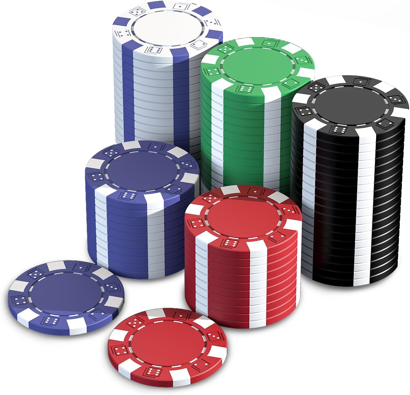 HEITOK Poker Chips for Card Board Game-5 Colors,11.5 Gram,for Texas ...