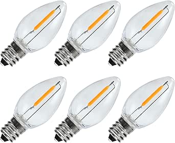 C7 LED Night Light Bulbs, 0.6Watt Equivalent to 7W, E12 Candelabra ...