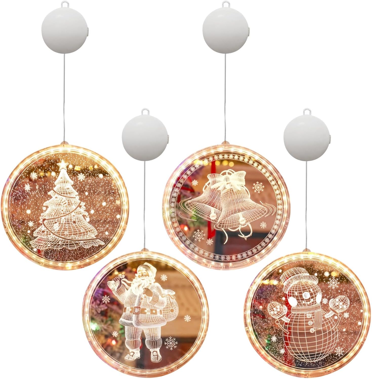 Amazon.com: Acrylic Circle Window Cling Decor, Led Holiday Suction Cup ...