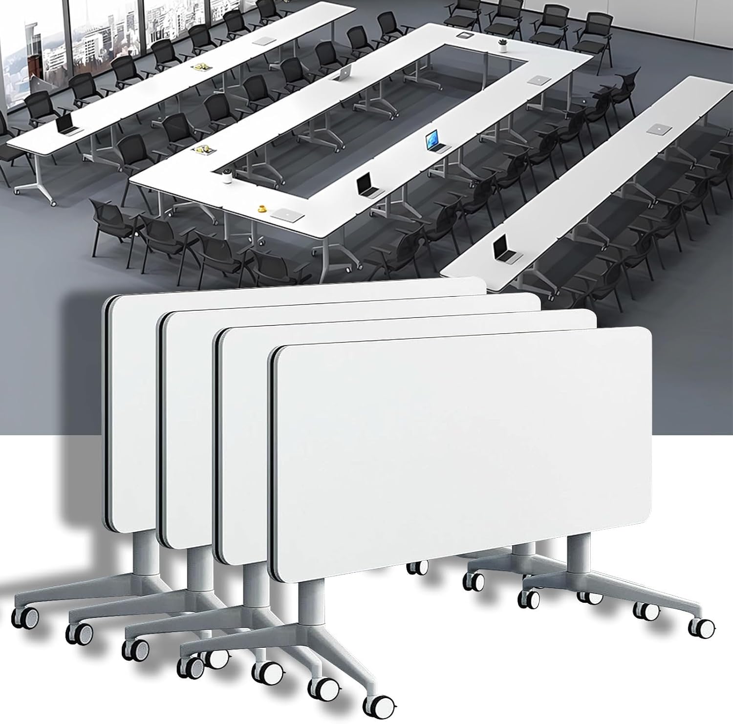 Amazon.com: Conference Room Table,Foldable Flip Top Mobile Training ...