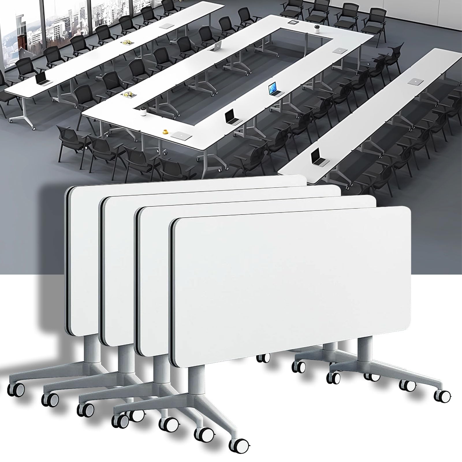 Amazon.com: Conference Room Table,Foldable Flip Top Mobile Training ...