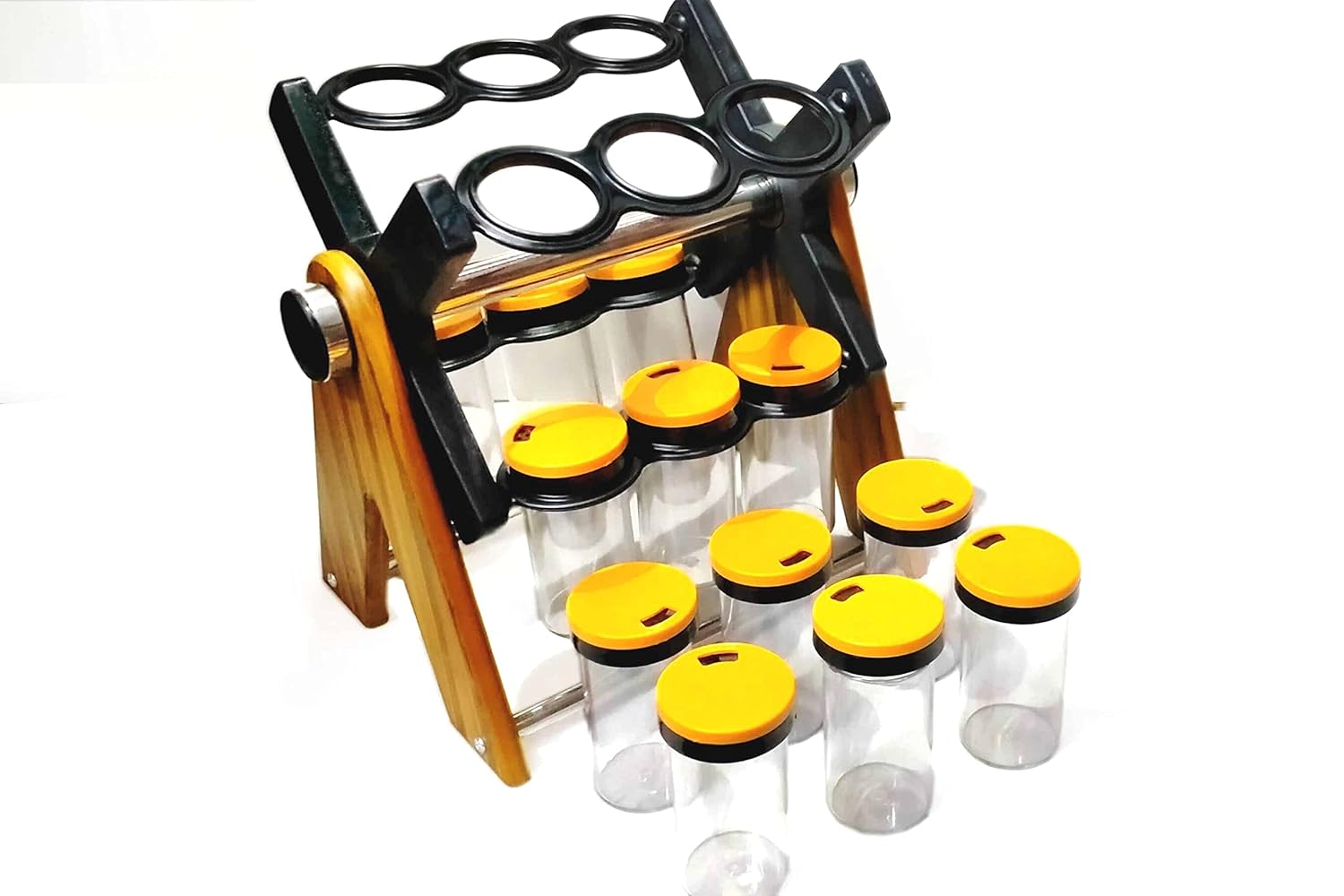 Spice rack for kitchen wooden and plastic ( Masala rack set 12 pcs ...