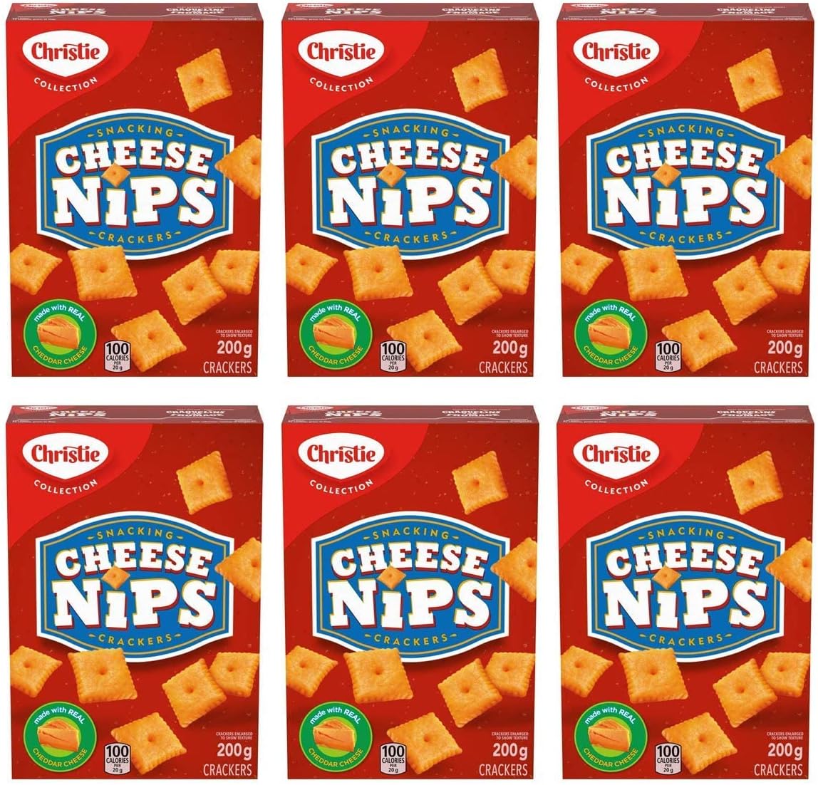 Amazon.com: Christie Cheese Nips Cheddar Baked Snack Crackers, 1 Box (200g)