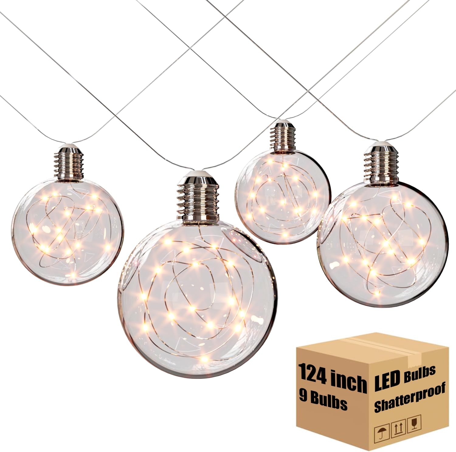 G100 Big Globe Bulbs String Light 10.3FT Warm White Patio Light Hanging ...