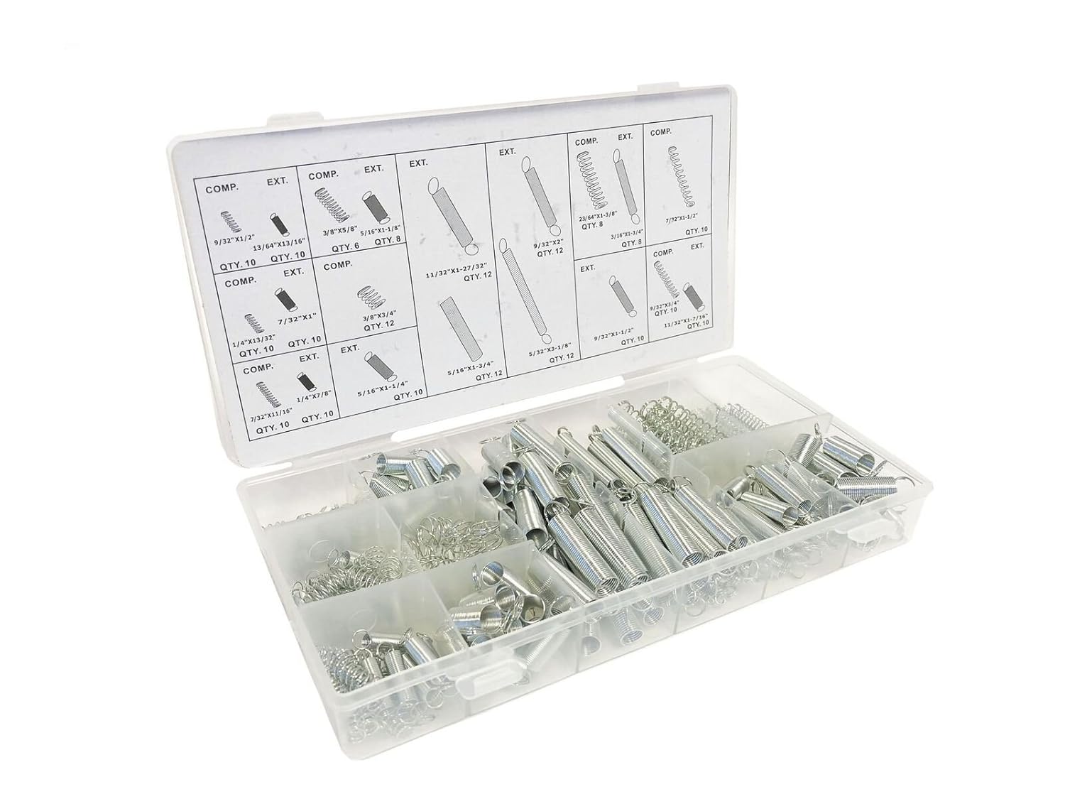 200 Piece Spring Set Mini Spring Kit with Case Zinc Plated Springs ...