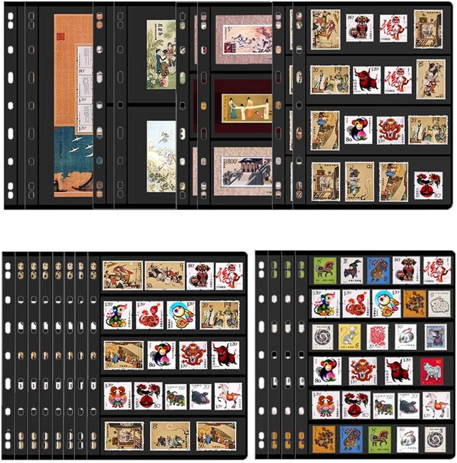 Amazon.com: Stamp Album Pages, 9-Hole Stamp Collection Inserts Double ...