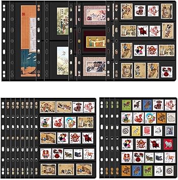 Amazon.com: Stamp Album Pages, 9-Hole Stamp Collection Inserts Double ...