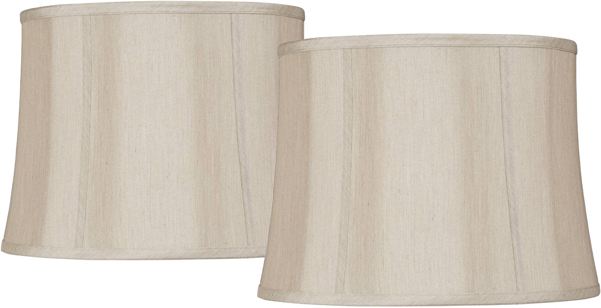 Set of 2 Softback Drum Lamp Shades Taupe Large 14" Top x 16" Bottom x ...