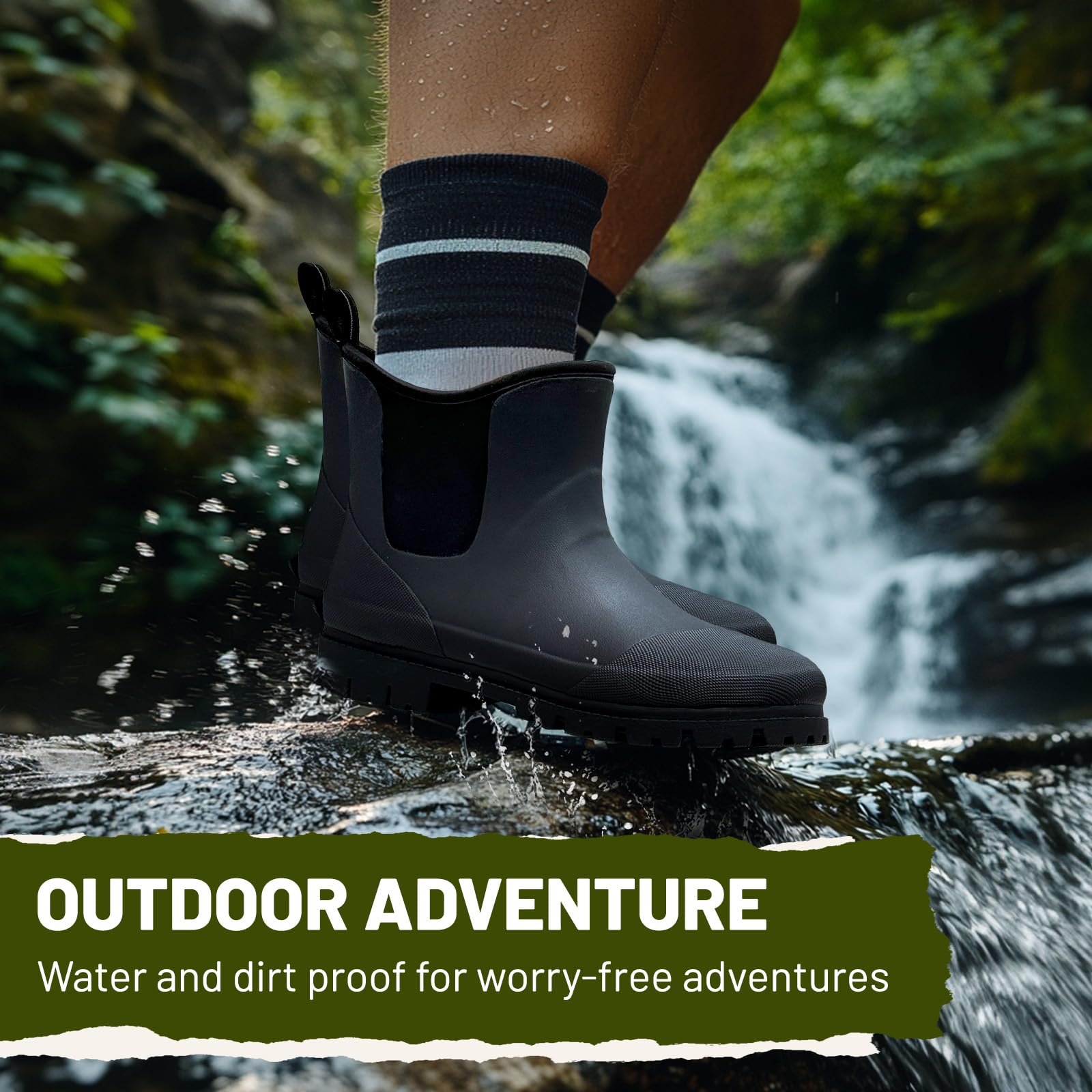 Snapklik.com : Furuian Mens Steel Toe Chelsea Rain Boots - Waterproof ...