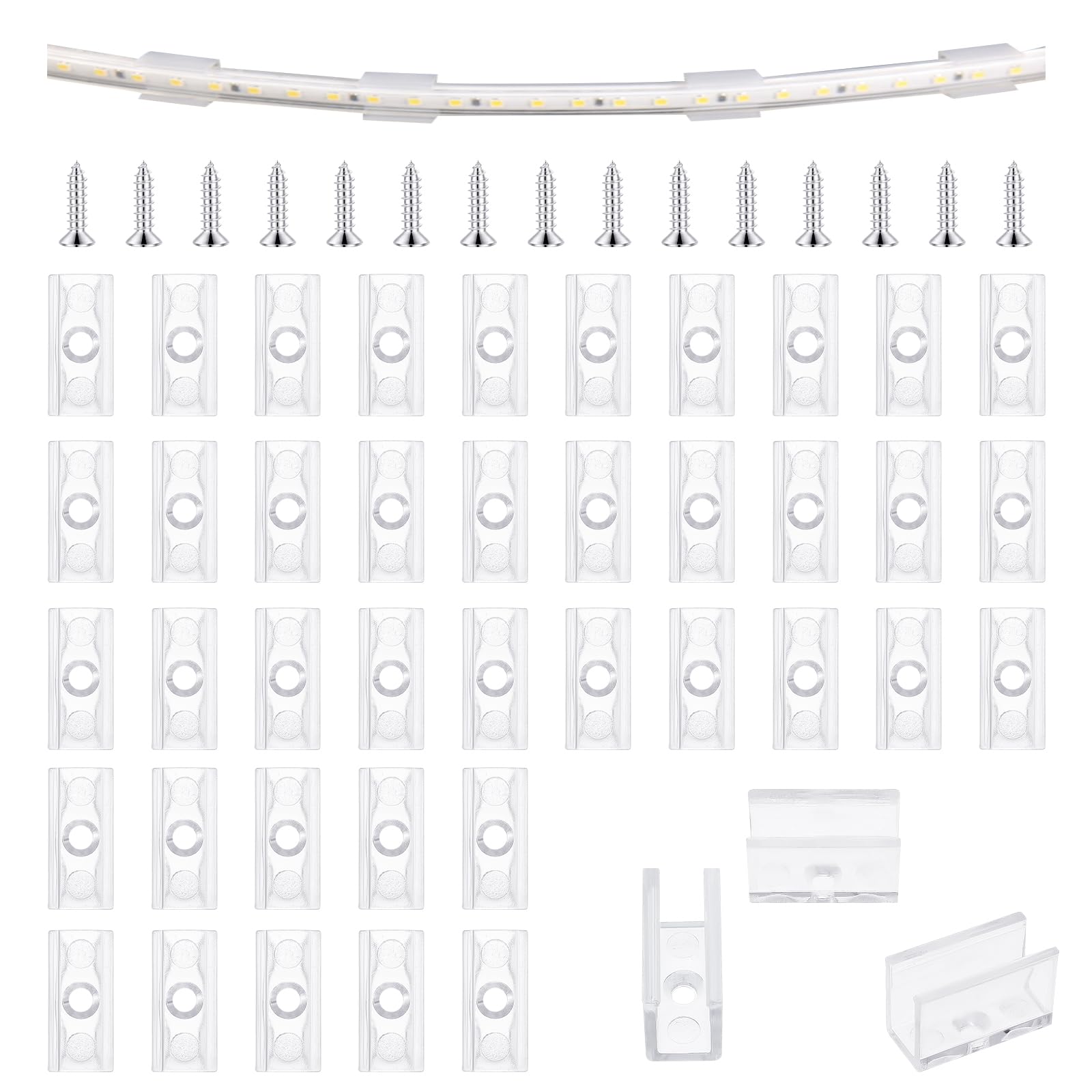 Amazon.com: 100 Pcs Neon Rope Light Mounting Brackets, Rope Light ...