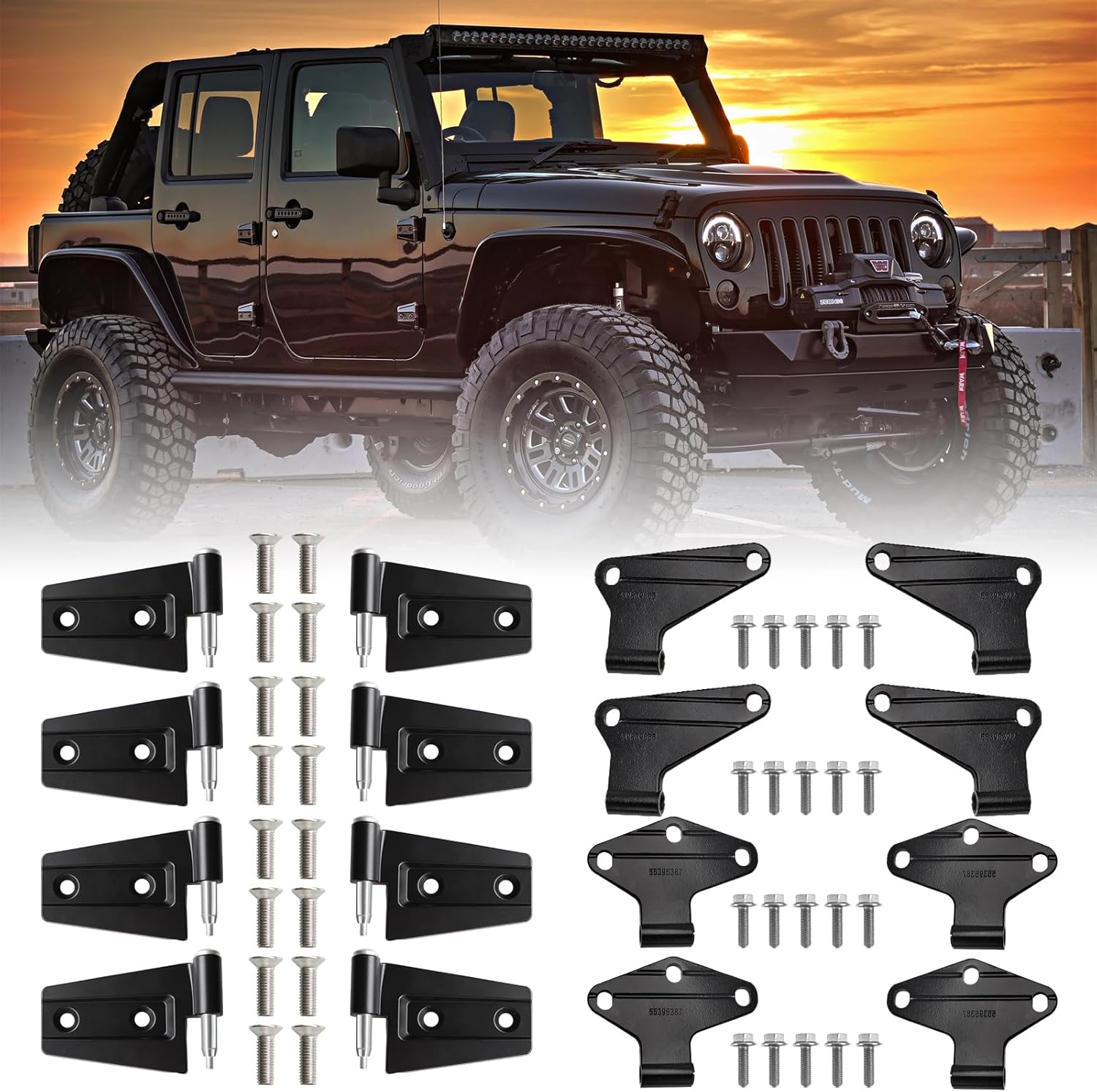 Amazon.com: B.ZSSY 16PCS Body Door Hinge Sets Compatible with 2007-2018 Jeep Wrangler JK JKU ...