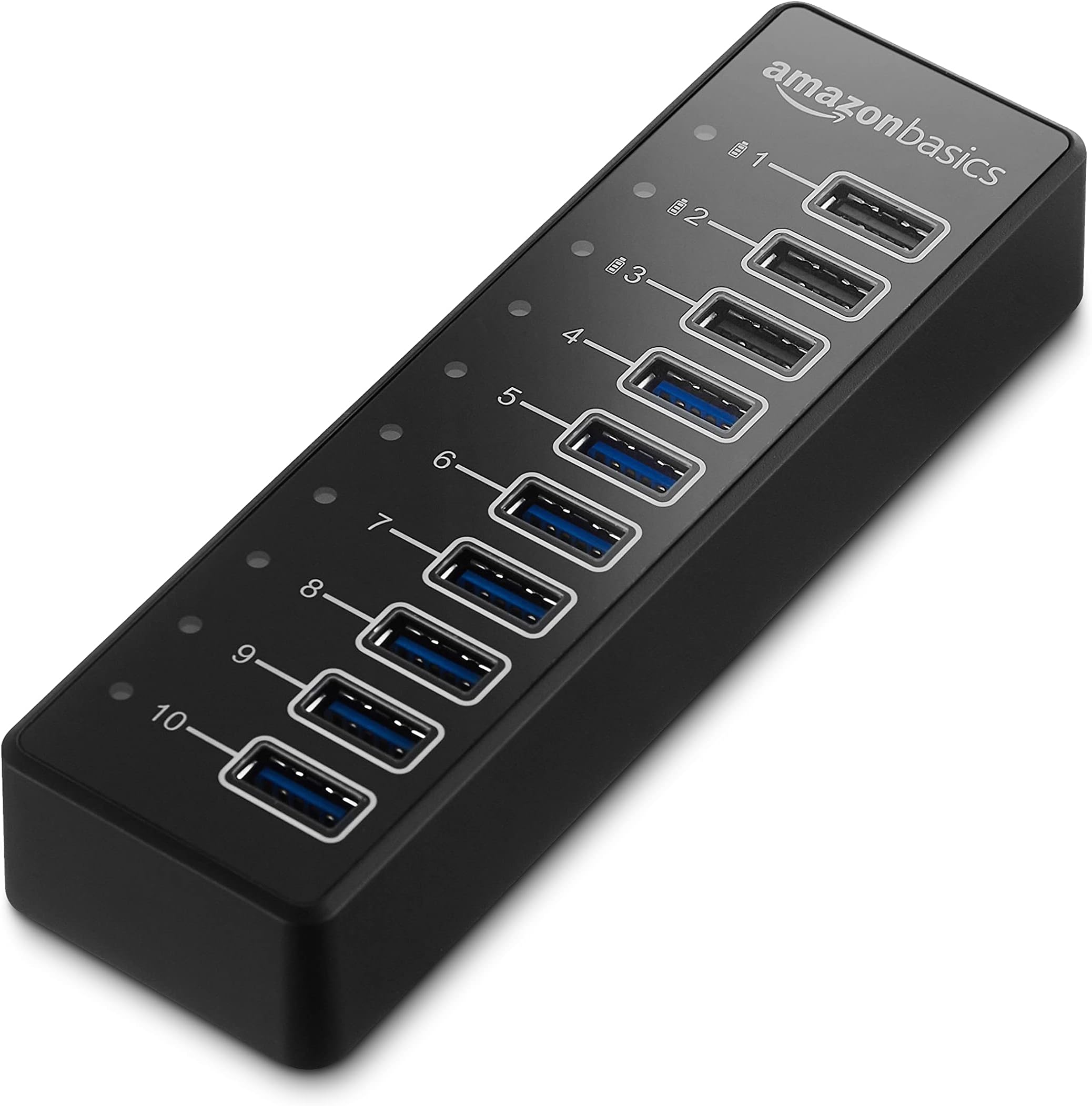 Amazon Basics USB-Hub, USB-A 3.1 Hub mit 10 Anschlüssen und Netzadapter ...