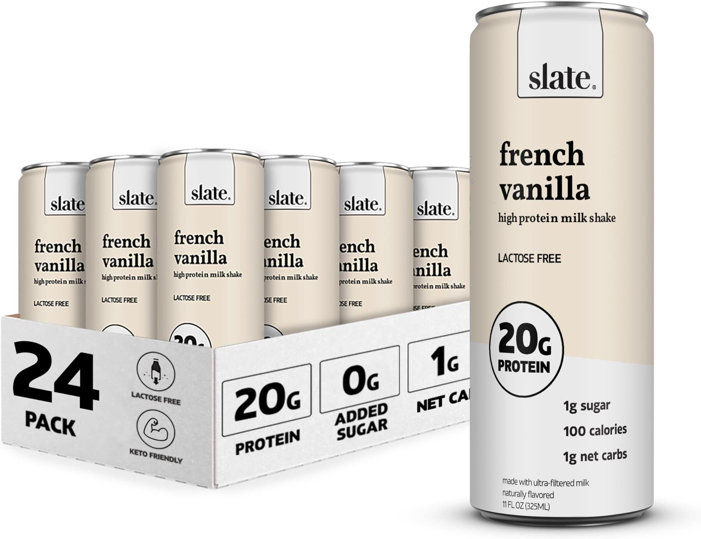 Amazon.com: Slate Milk - High Protein Milk Shake - French Vanilla ...