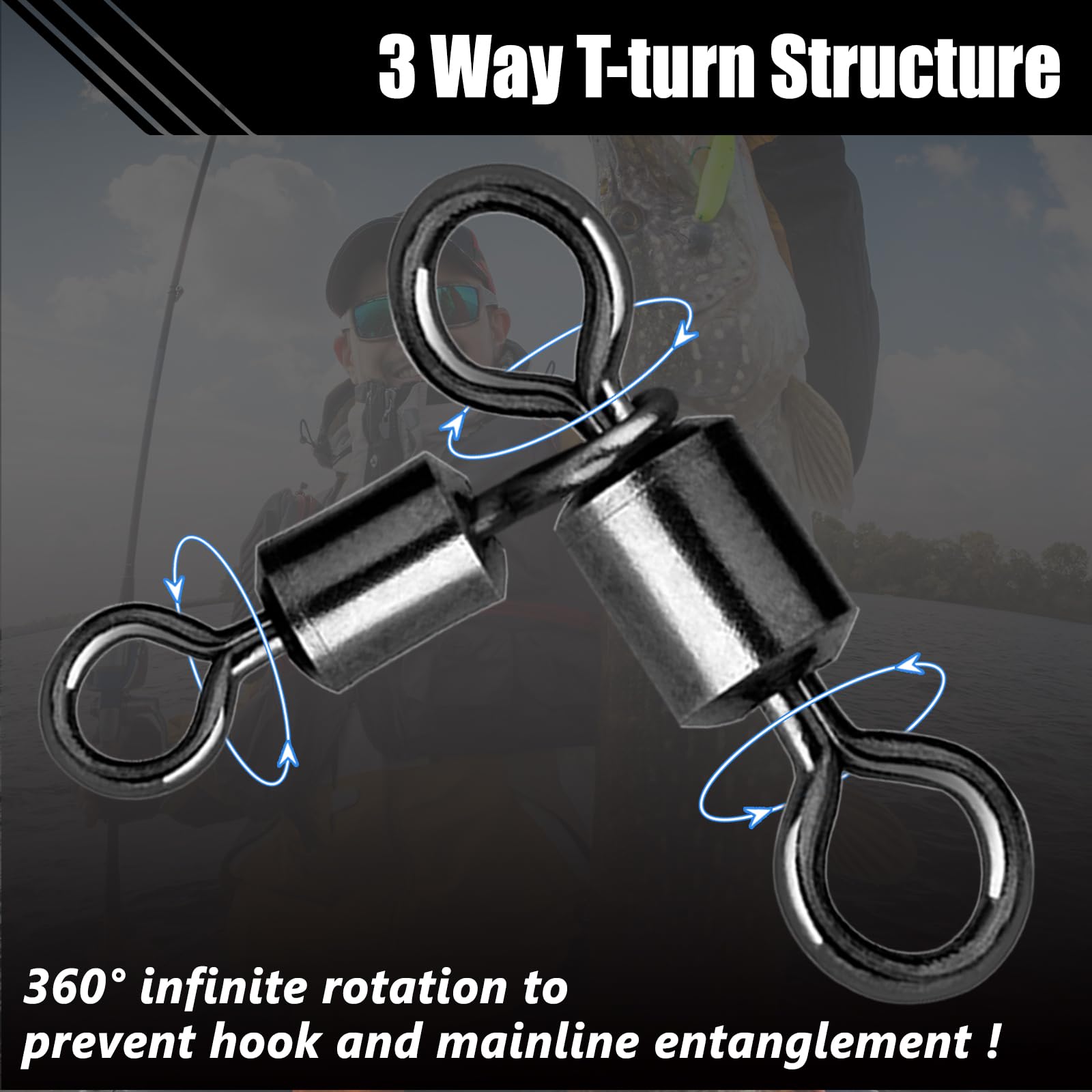 Snapklik.com : 3 Way Fishing Swivels Tackle, 50PCS Heavy Duty Three Way ...
