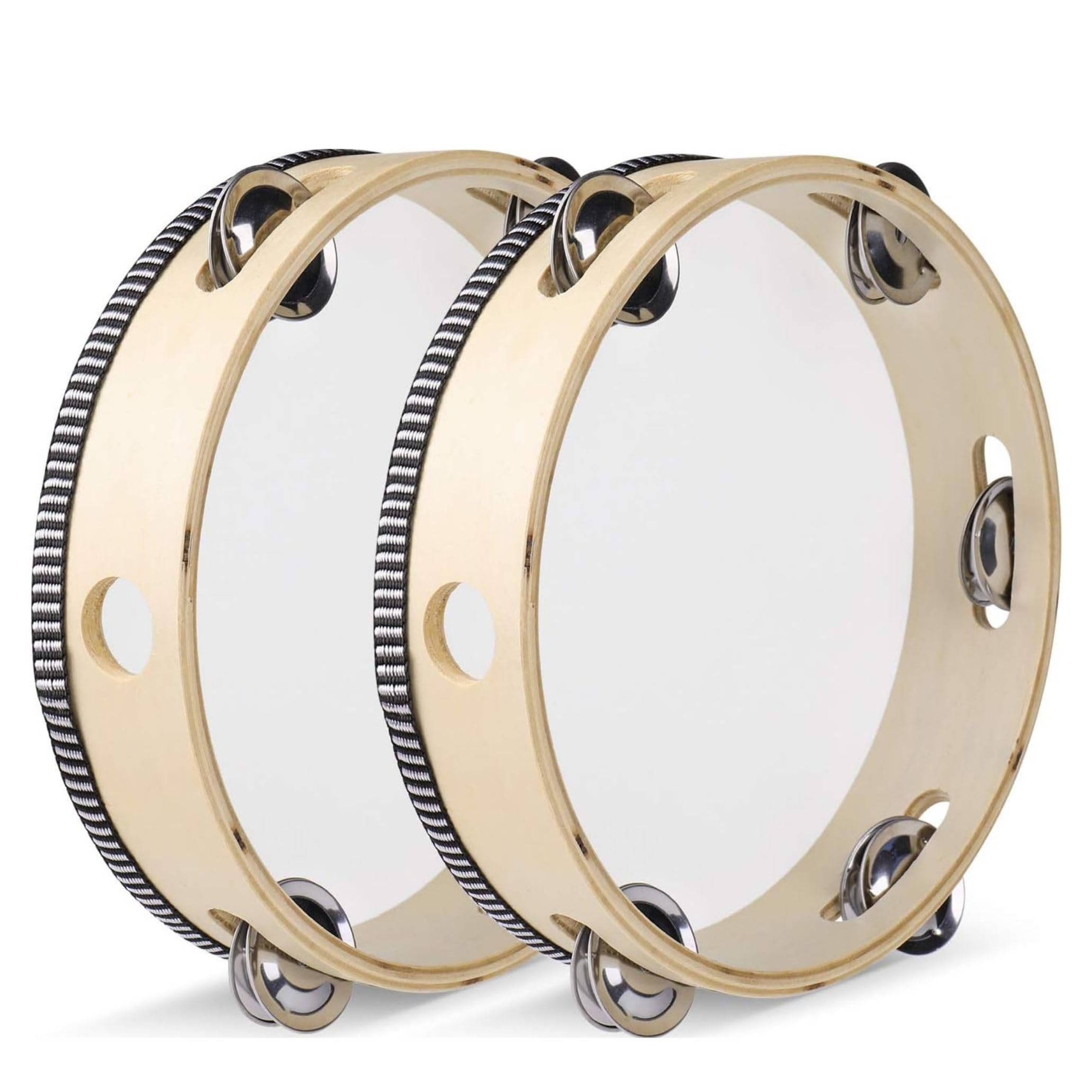 Amazon.com: Flexzion Wood Handheld Tambourine 8" Inch Single Row 5 Pair ...