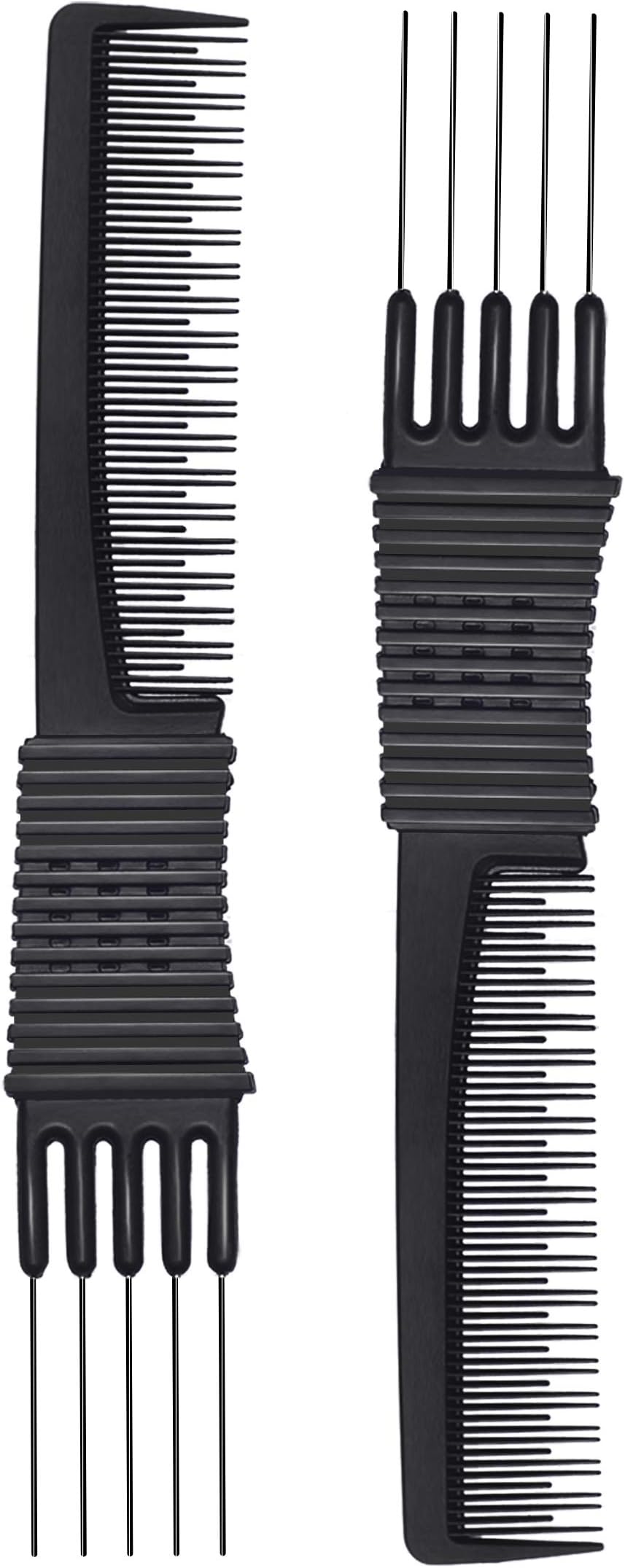 Amazon.com : 6 PCS Carbon Lift Comb with Metal Pick, Black Teasing Comb ...