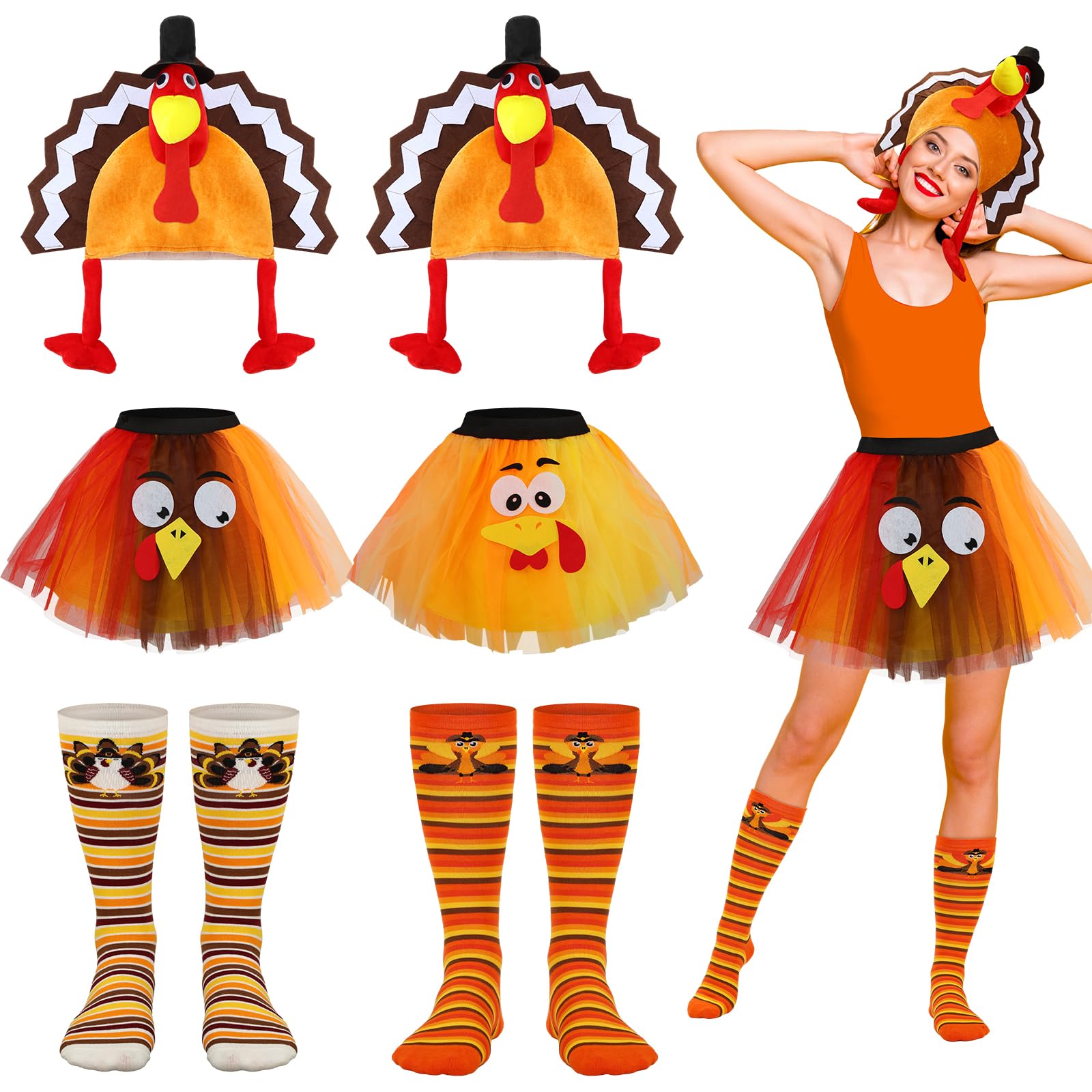 Amazon.com: Suhine 6 Pcs Thanksgiving Turkey Costumes Set Turkey Trot ...