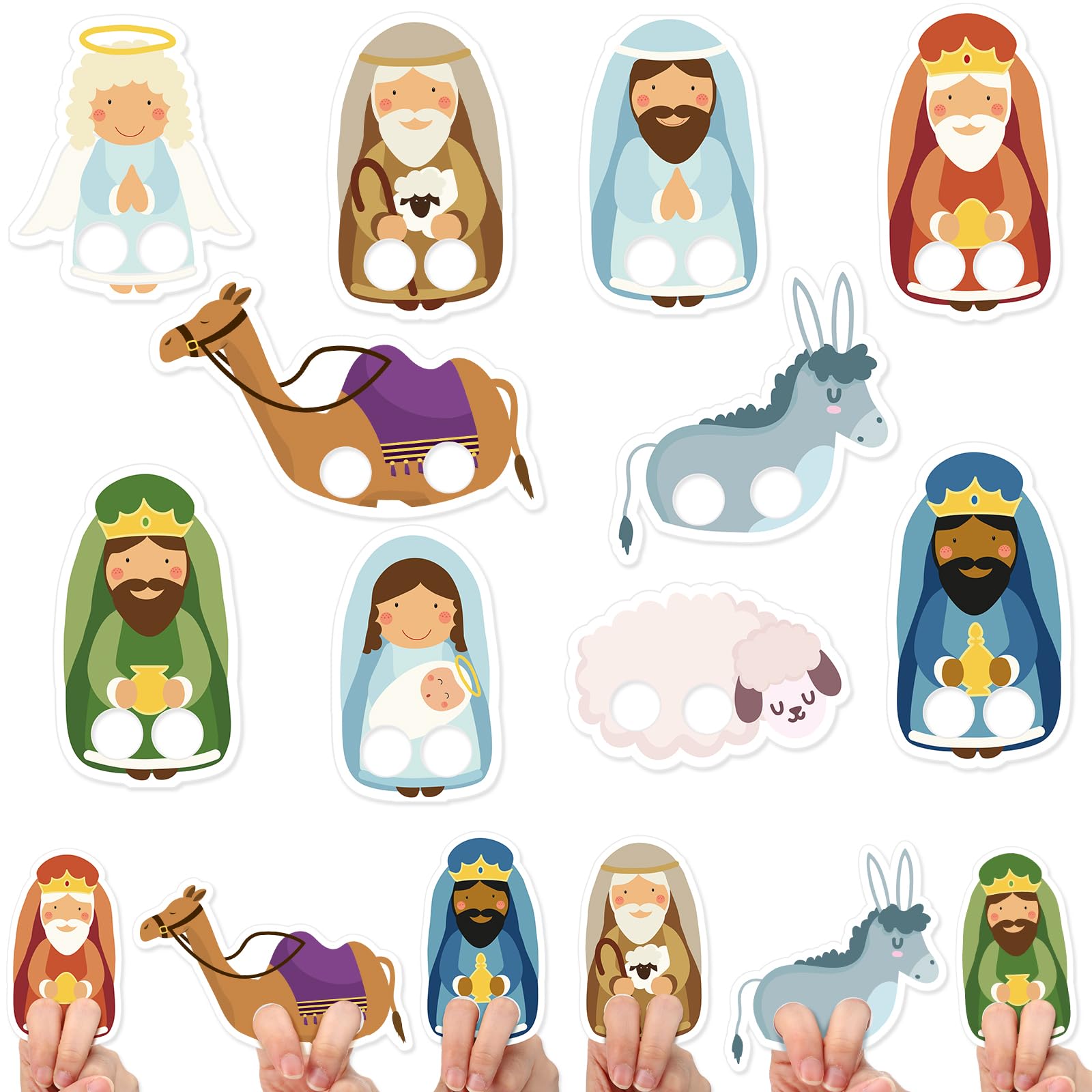 Amazon.com: 72 Pcs Nativity Paper Finger Puppets Bible Toys Religious ...