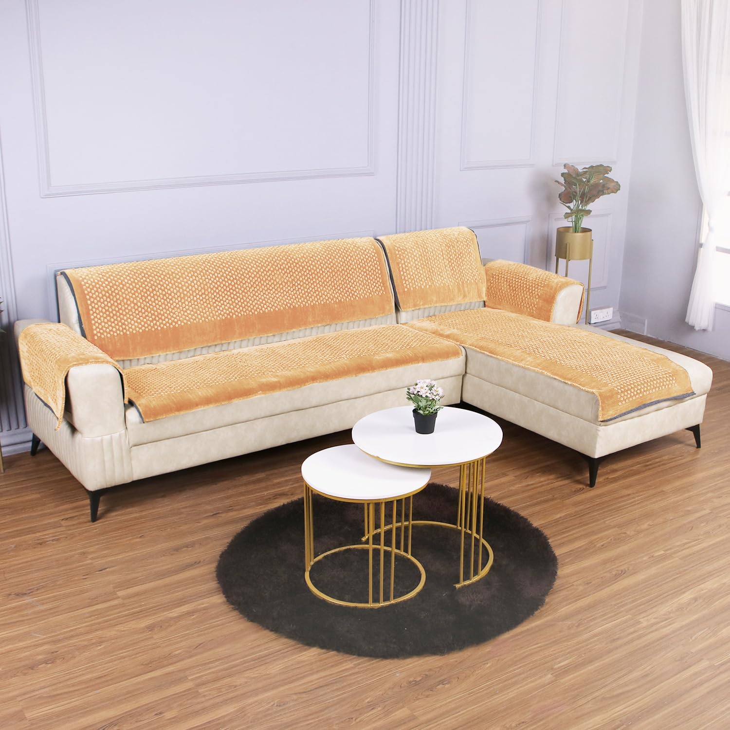 HOKIPO Handloom Made Thick Sofa Cover Mats for L Shape and 1/2/3 Seater ...