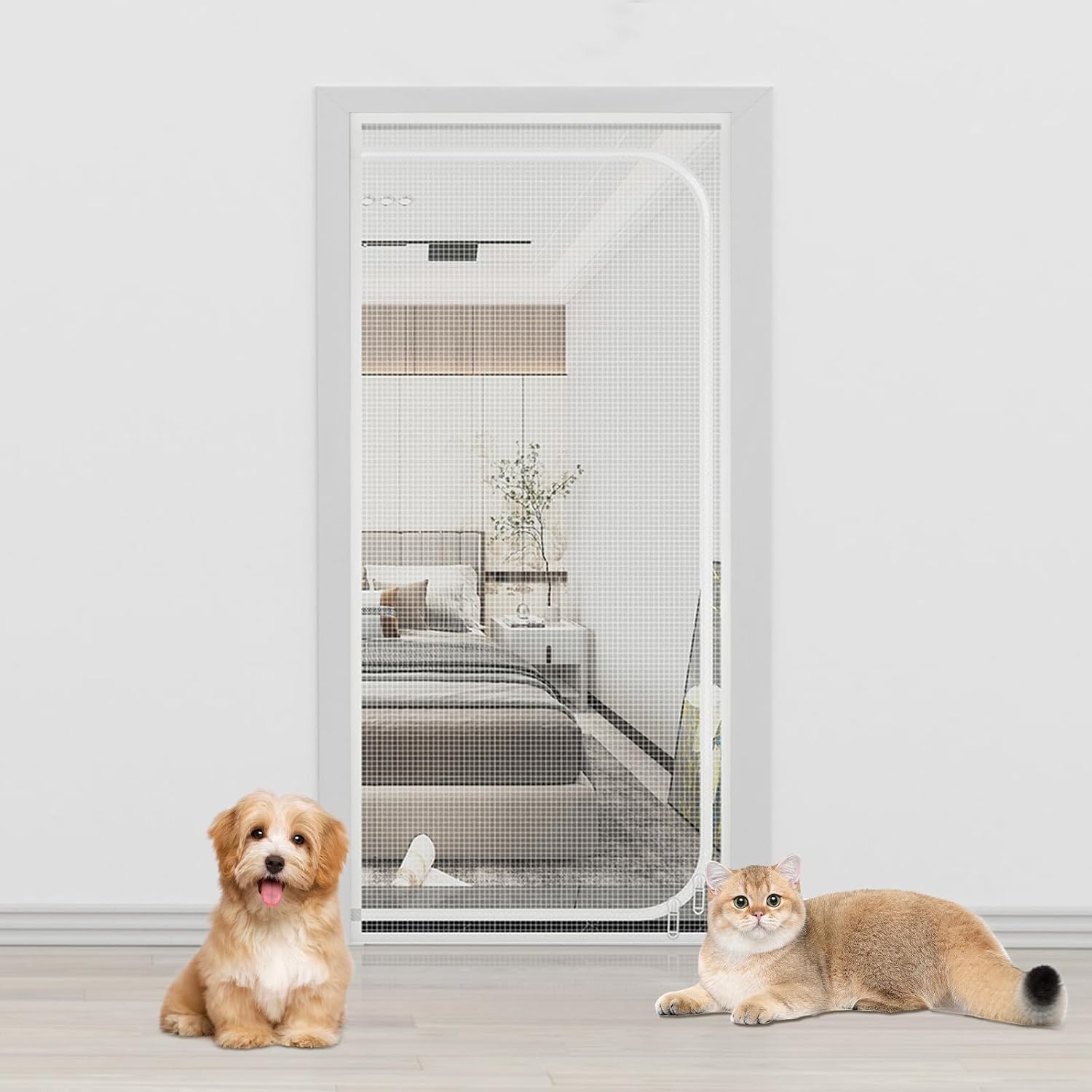 Cat Screen Door, Heavy Duty Pets Proof Screen Door with Double Zipper ...