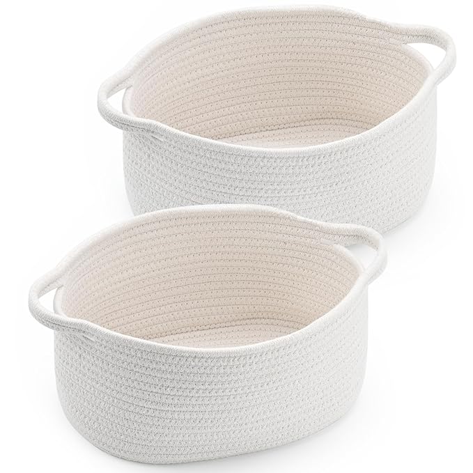 Amazon.com: Happyiren Cute Woven Storage Basket with Handle, Baskets ...
