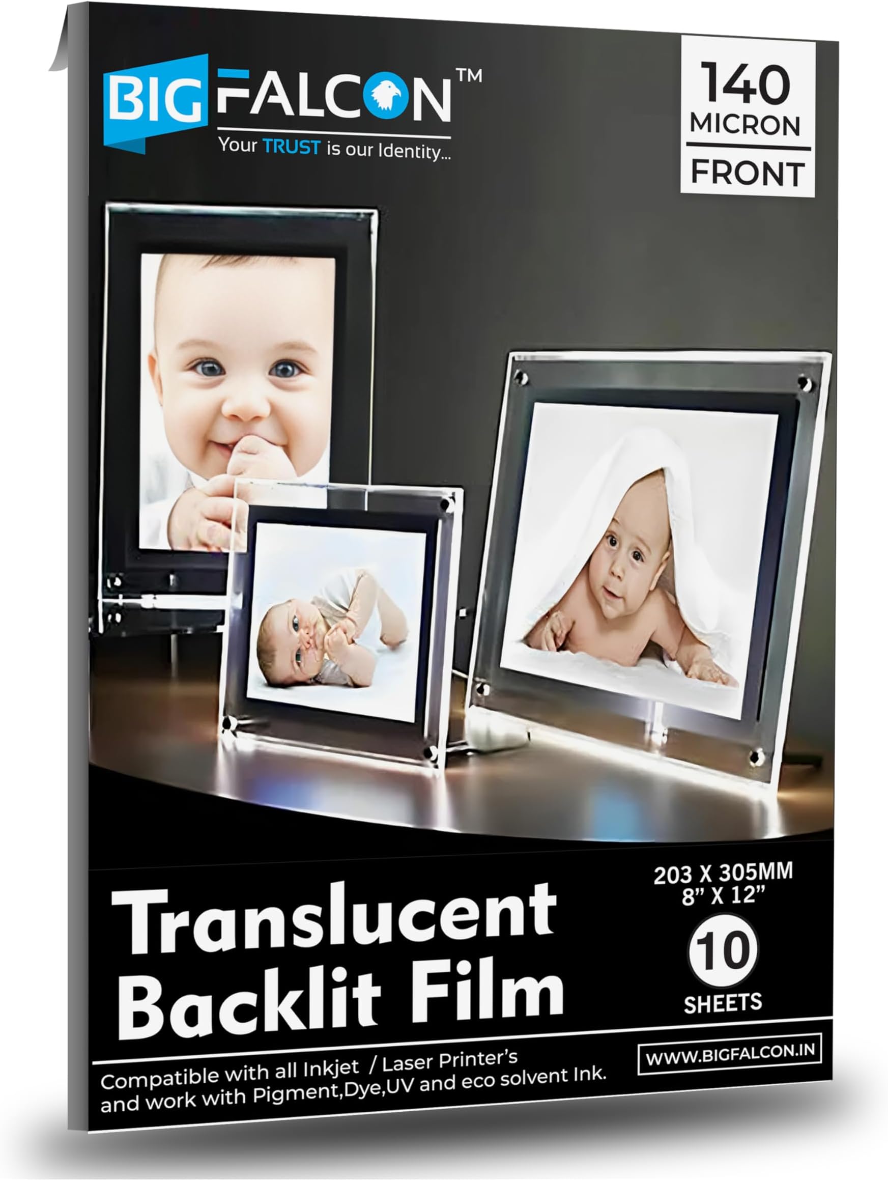 BIGFALCON Translucent Backlit Film 10 sheets of 8" x 12"/ Super Bright ...