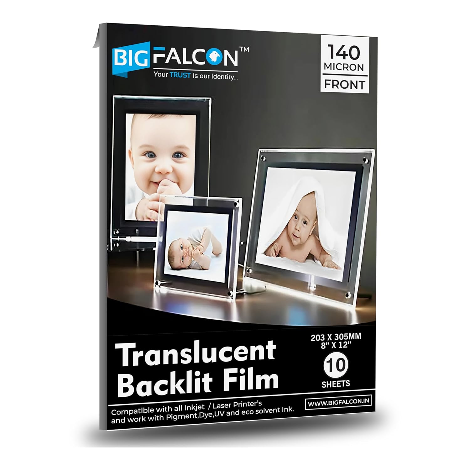 BIGFALCON Translucent Backlit Film 10 sheets of 8" x 12"/ Super Bright ...