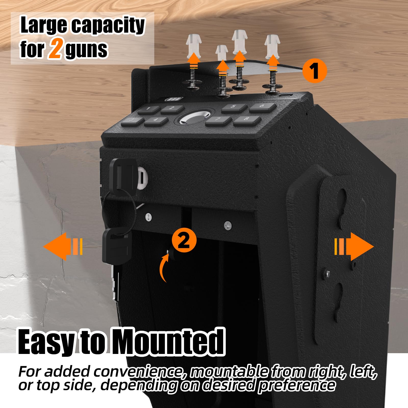 Snapklik.com : PATRON Gun Safe For 2 Pistols, Biometric Wall Mounted ...