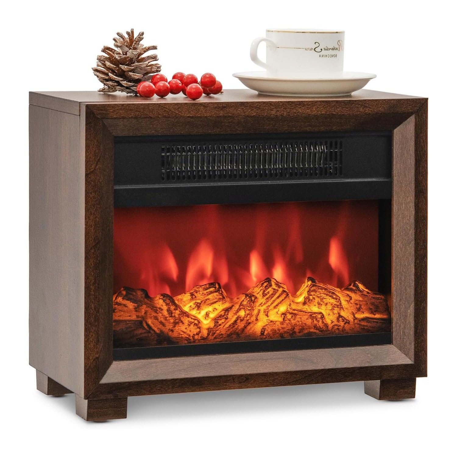 Amazon.com: FUTADA Electric Fireplace Heater, Mini Wooden Tabletop ...