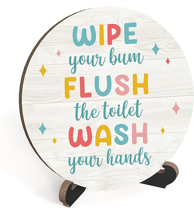 Amazon.com: Zmyollo Rustic Bathroom Signs Decor, Funny Bathroom Round ...