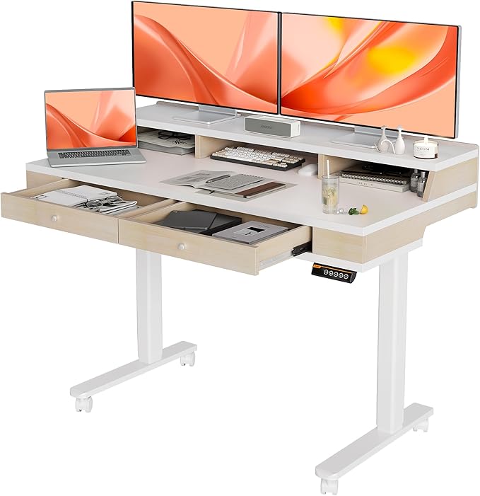 Amazon.com: Claiks Standing Desk with Drawers, Electric Adjustable ...