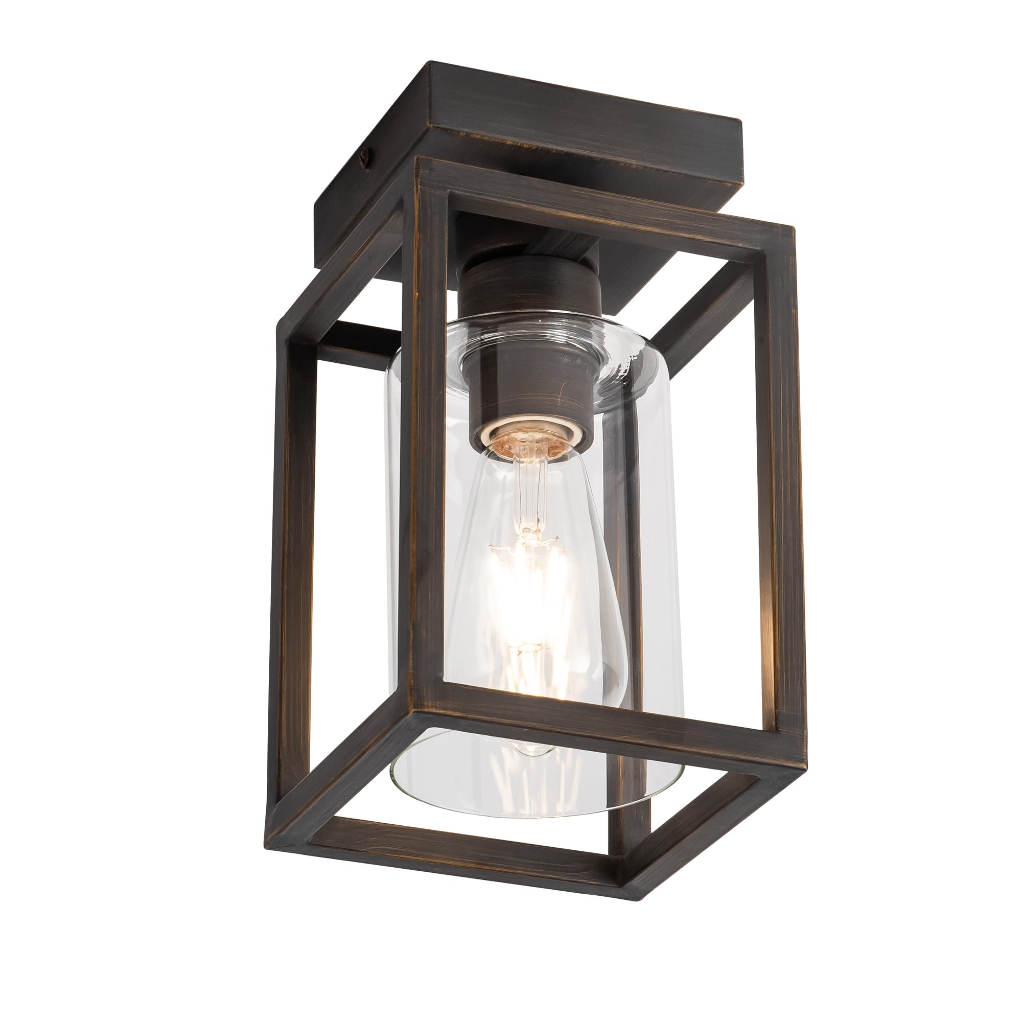 Mayful Semi Flush Mount Ceiling Light Fixture, Bronze Metal Frame ...
