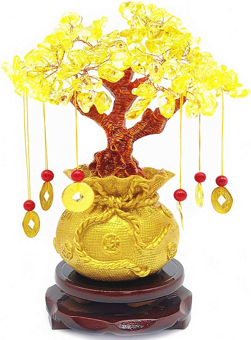 Amazon.com: Colorsheng Feng Shui Quartz Crystal Money Tree Bonsai Style ...