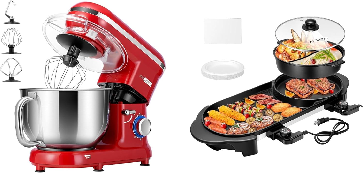 Amazon.com: VIVOHOME Stand Mixer, 660W 10 Speed 6 Quart Tilt-Head ...