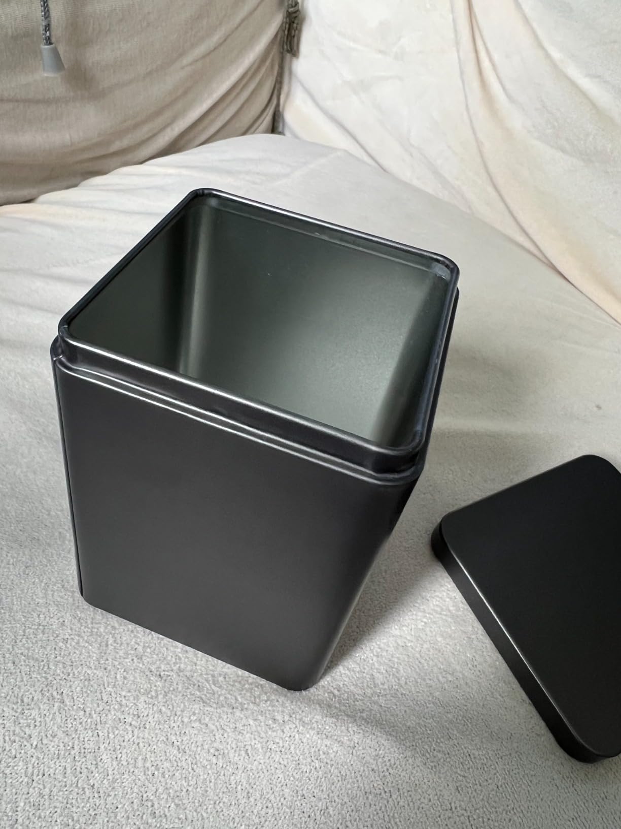 Square Black Metal Tins Empty Cube Steel Box Storage Container for ...