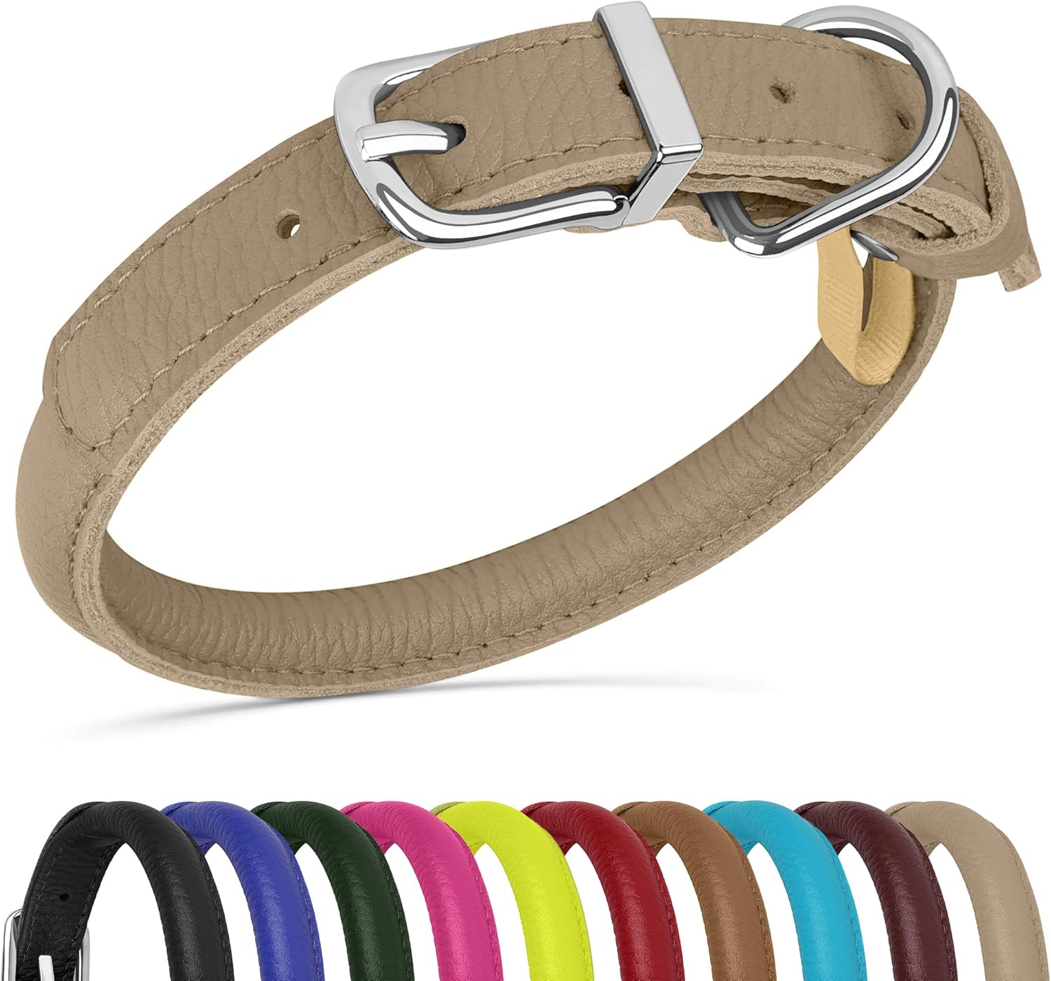 Amazon.com : OOPSDOGGY Rolled Leather Dog Collar Soft Roll Collars for ...