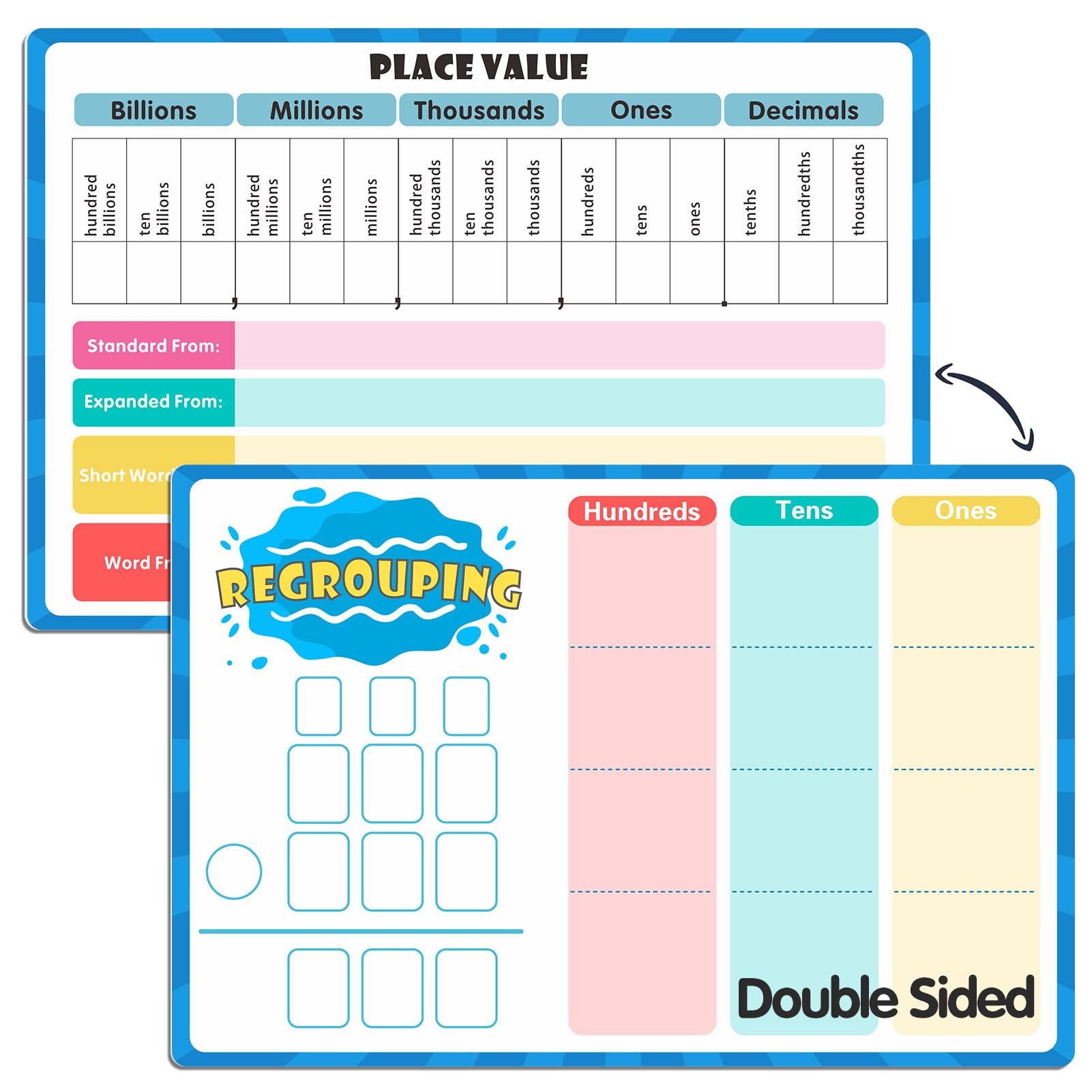 Buy Dry Erase Place Value Whiteboard, 9" x 12" Double Sided Place Value ...