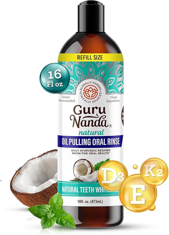 GuruNanda Coconut Oil Pulling with 7 Essential Oils and Vitamin D3, E ...