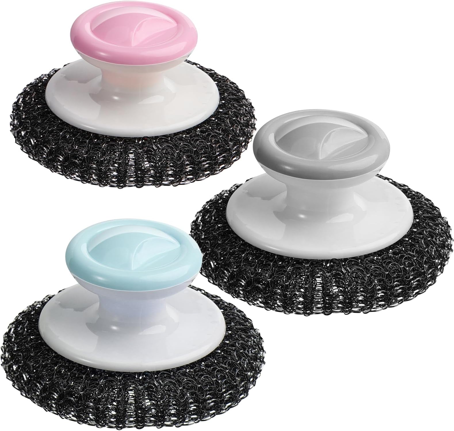 Stainless Steel Scrubber with Handle, Steel Wool Scrubber for Cleaning ...