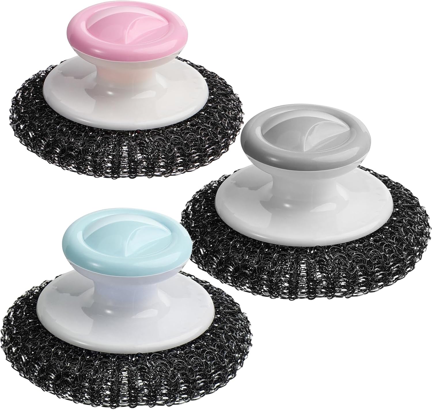 Steel Wool Scrubber, 3 Pack Stainless Steel Scrubber with Handle, Metal ...