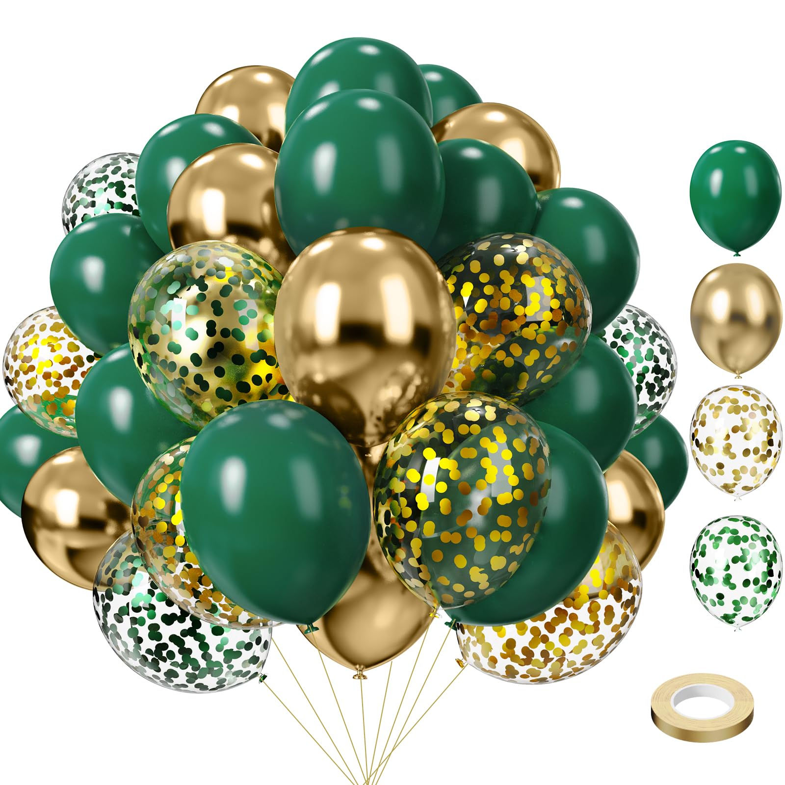 Amazon.com: Green and Gold Balloon 75PCS,Green Gold Balloons Party ...