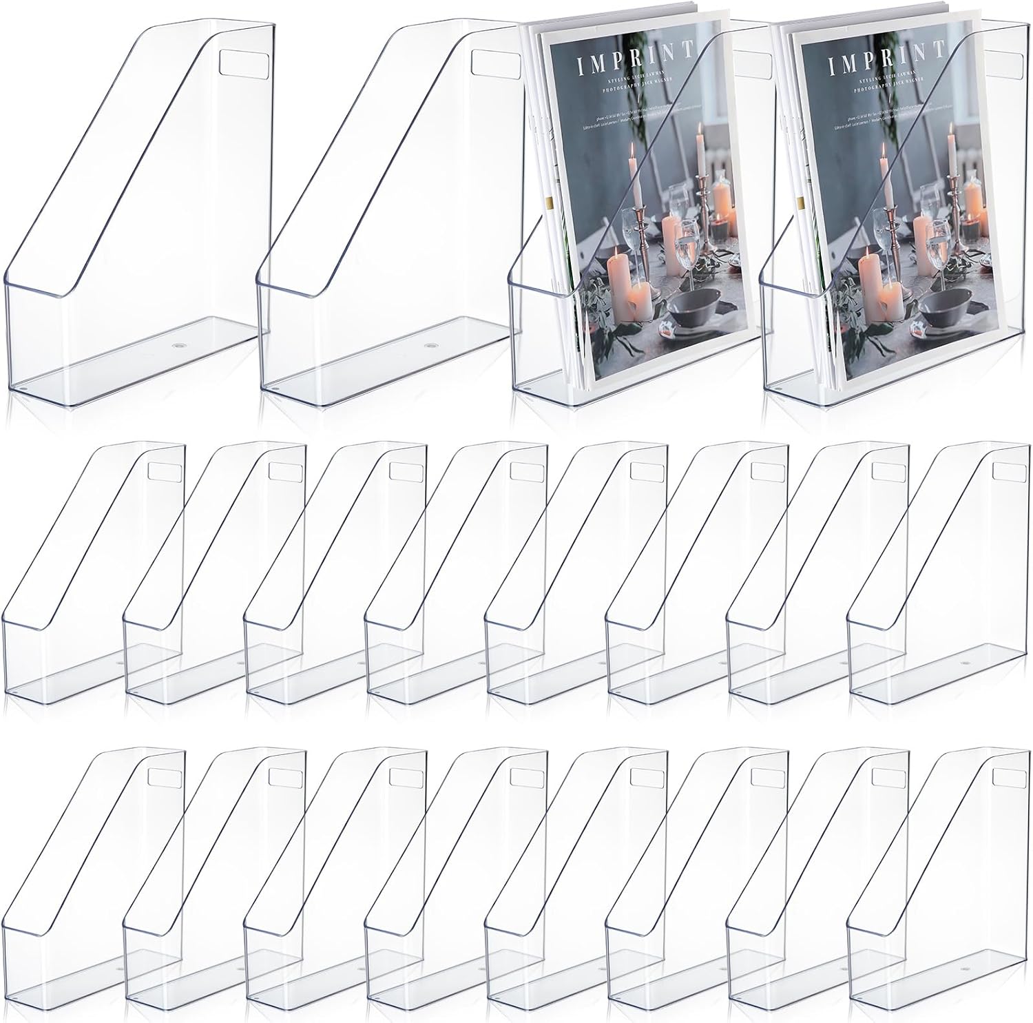 Amazon.com : 20 Pcs Clear Acrylic Magazine File Holder Plastic Desk ...