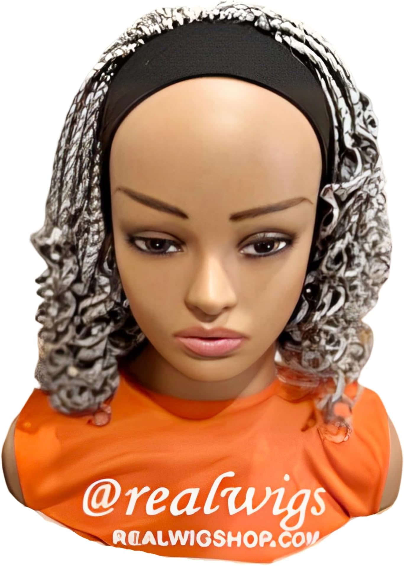 Amazon.com : RealWigs 12" Grey Headband Braided Wig With Curly Tips For ...