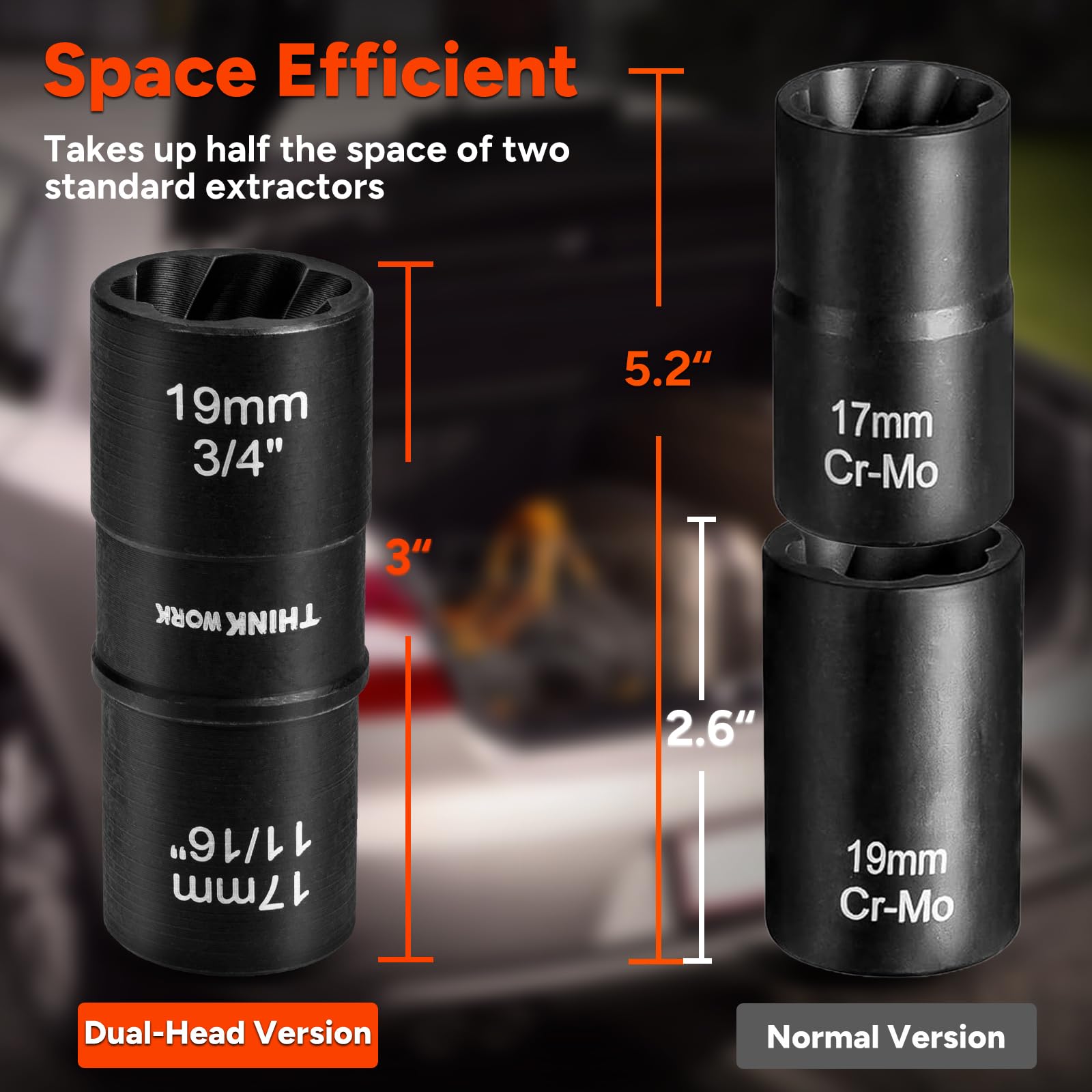 Snapklik.com : 1/2 Inch Drive Lug Nut Extractor Set, 5pcs Flip Wheel ...