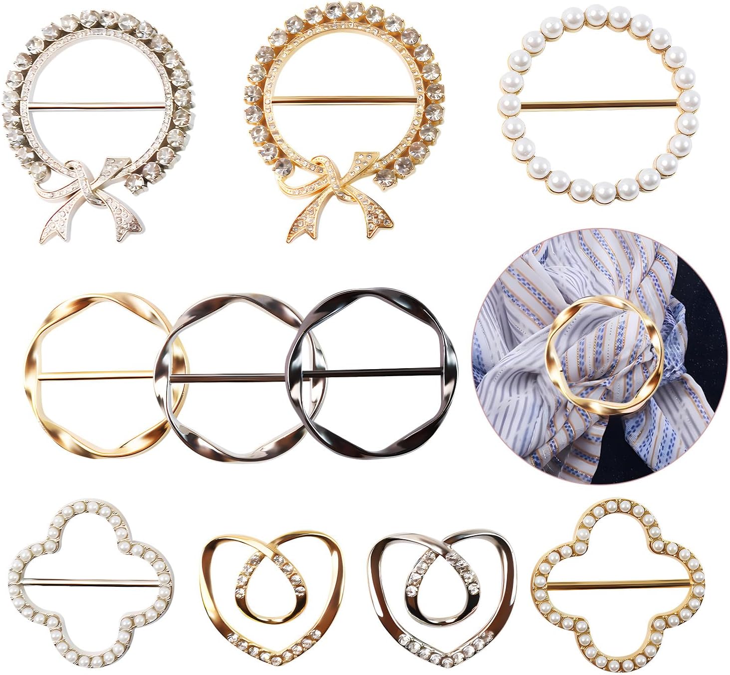 Amazon.com: 10 Pack Scarf Ring Clip T-Shirt Tie Clips for Women, Scarf ...